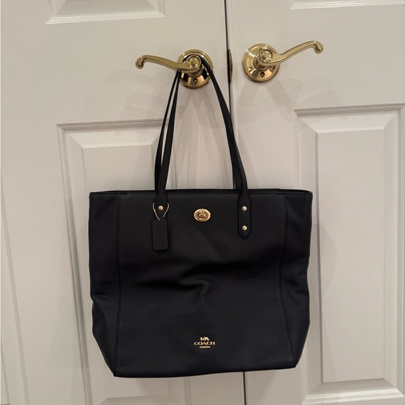 Coach | Bags | Coach Navy Blue Tote With Gold Hardware | Poshmark